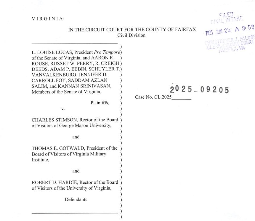 Virginia Senate Democrats file suit over BOV appointees – Information ...